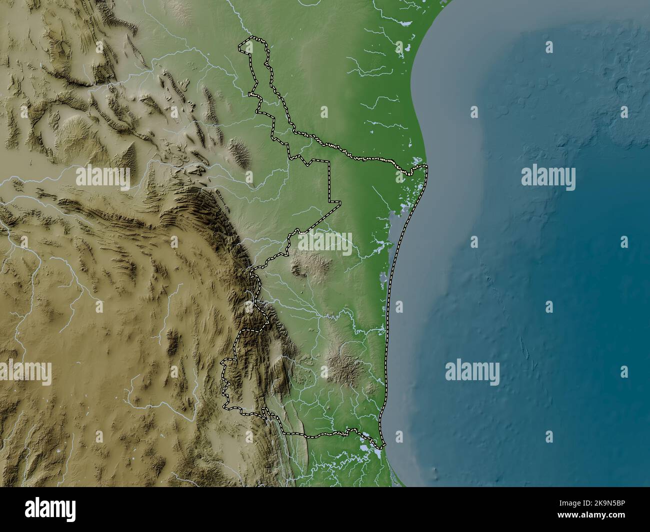 Tamaulipas, state of Mexico. Elevation map colored in wiki style with ...