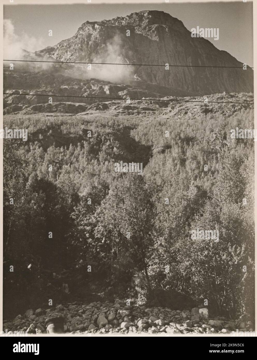 Part of the landslide near Straumsnes on the line between the national ...