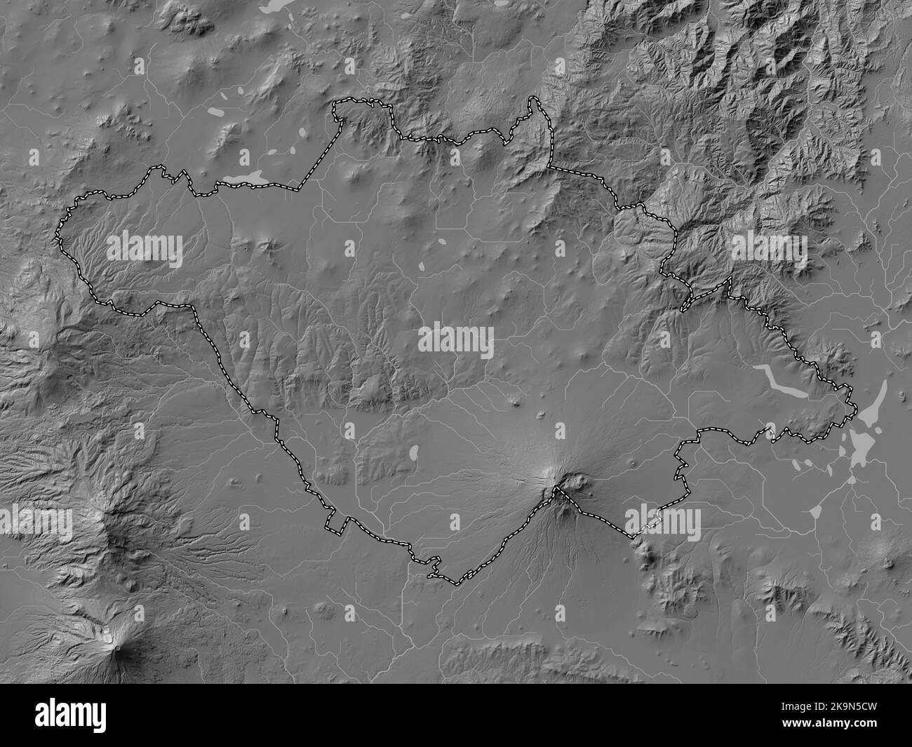 Tlaxcala, state of Mexico. Bilevel elevation map with lakes and rivers ...