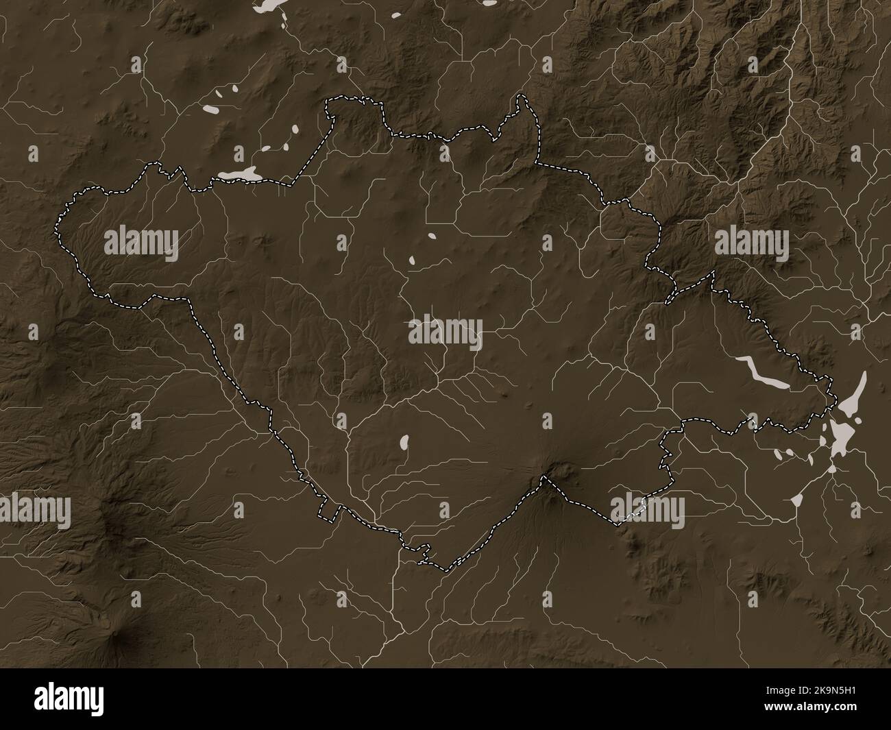 Tlaxcala, state of Mexico. Elevation map colored in sepia tones with ...