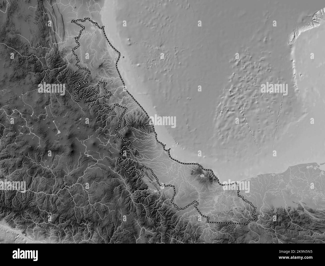 Veracruz, state of Mexico. Grayscale elevation map with lakes and ...