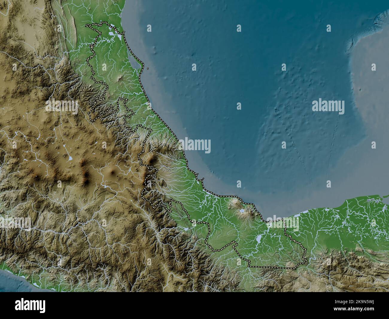 Veracruz, state of Mexico. Elevation map colored in wiki style with ...