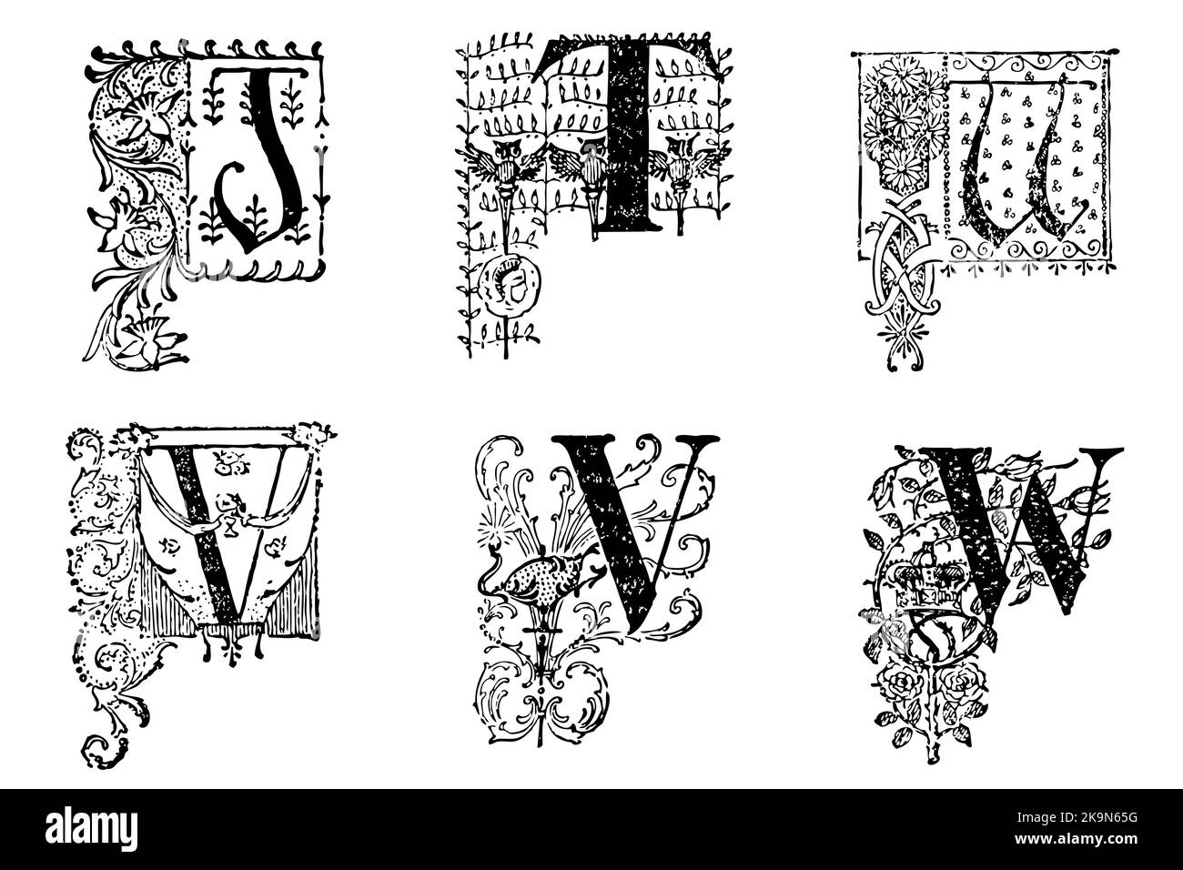 Illuminated Letters T U V W Stock Vector Image & Art - Alamy