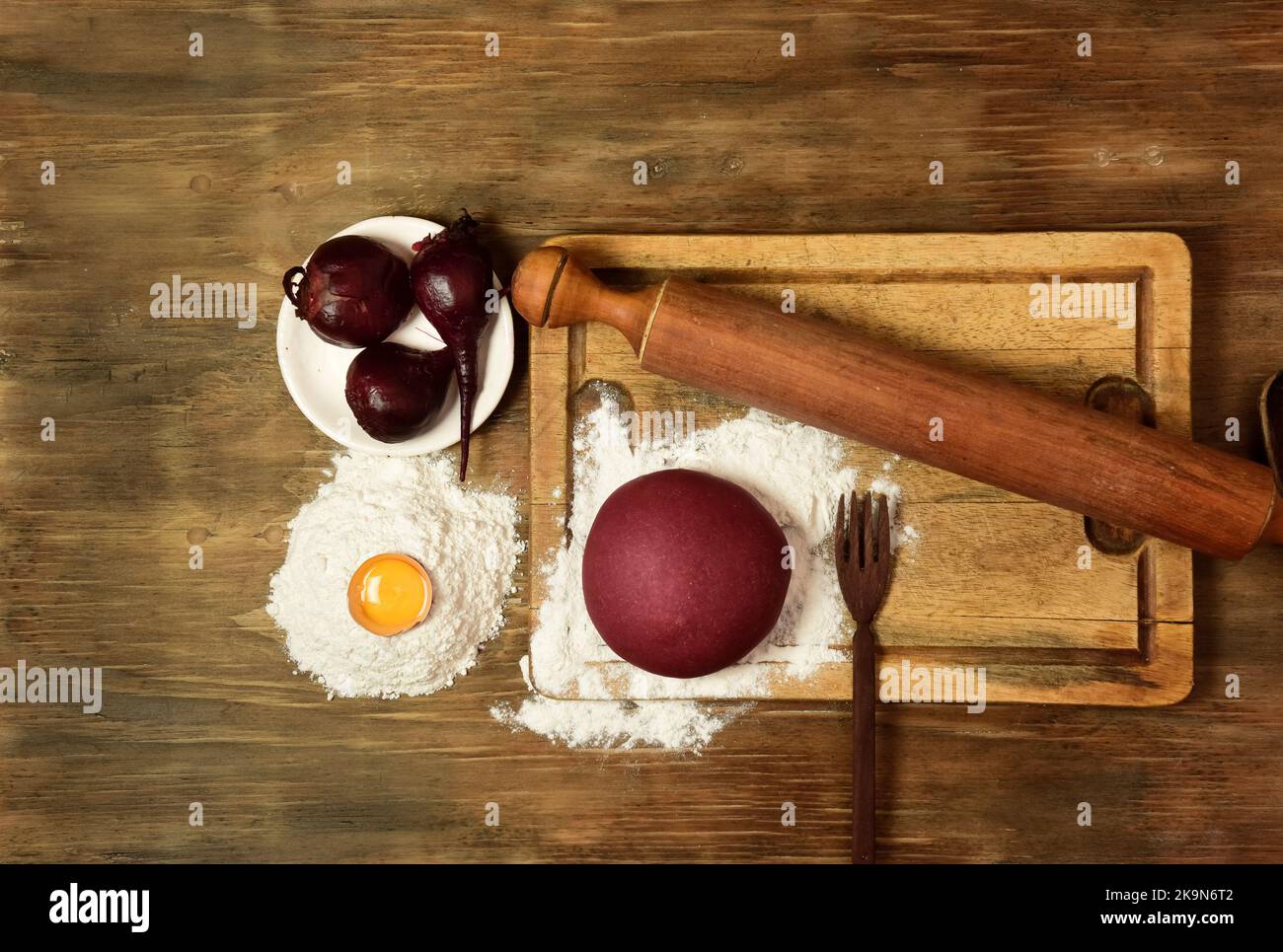 Ingredients ready on the table to make pasta of different flavors Stock ...