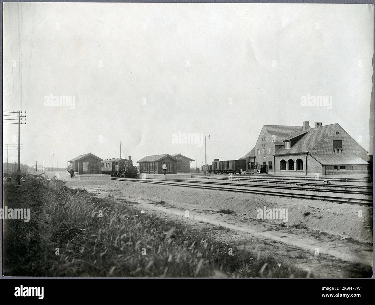 Åby new station with probably the first train. (SJ) State Railways, SJ ...