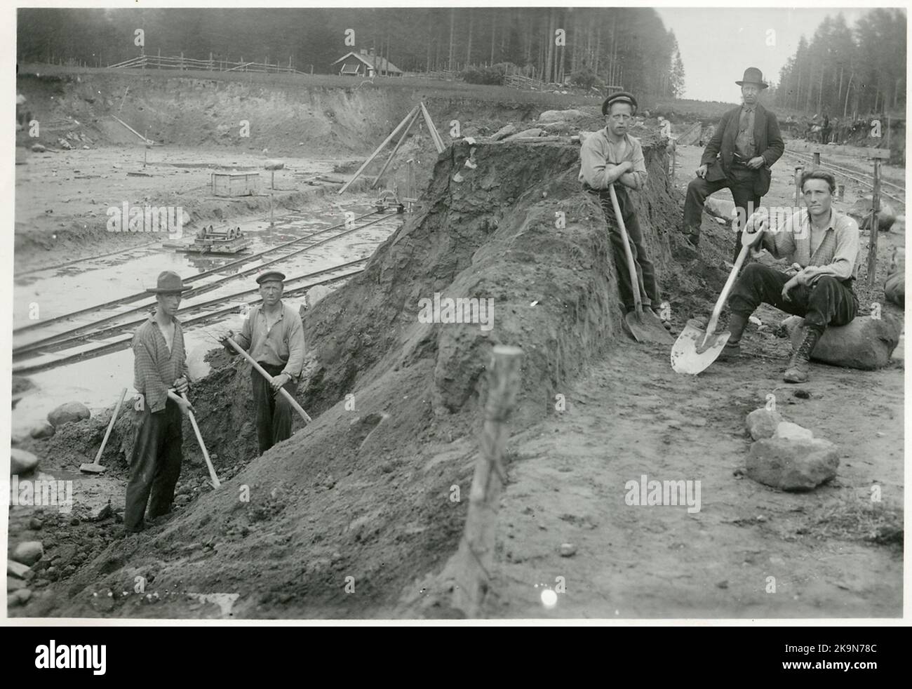 The railing at Prästeryds station. Navvy. Decauville tracks, the ...