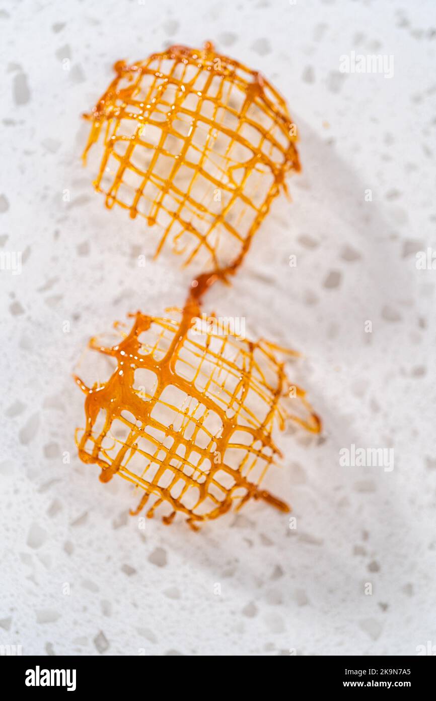 Caramel cupcake toppers Stock Photo - Alamy