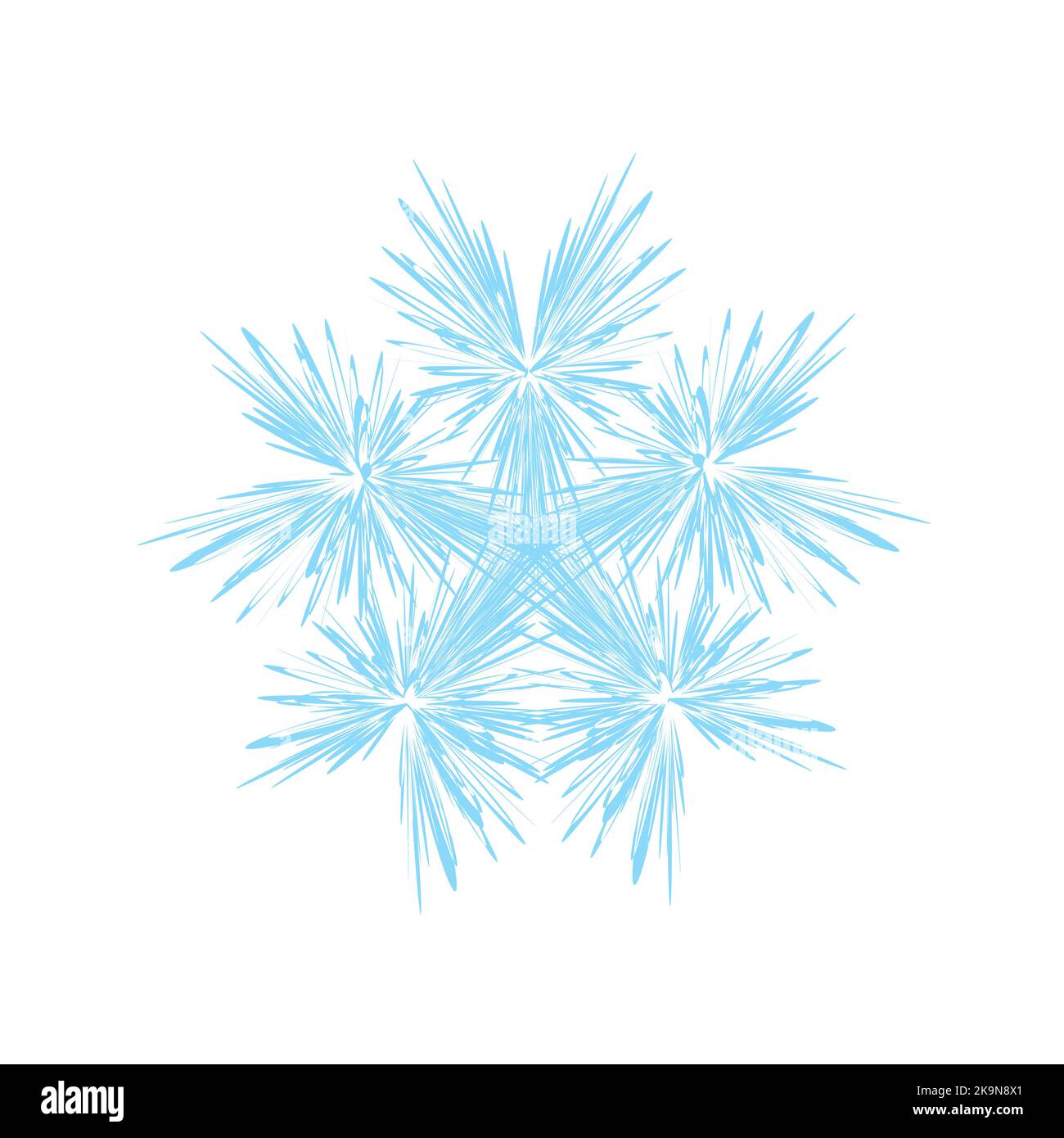 Blue fluffy snowflake on white background. Winter holidays design ...