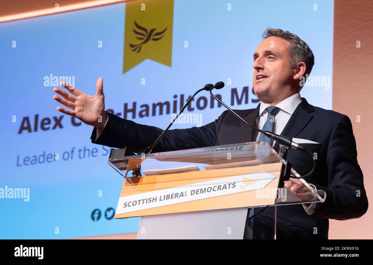 Scottish Liberal Democrat Leader Alex Cole-Hamilton MSP speaking at the ...