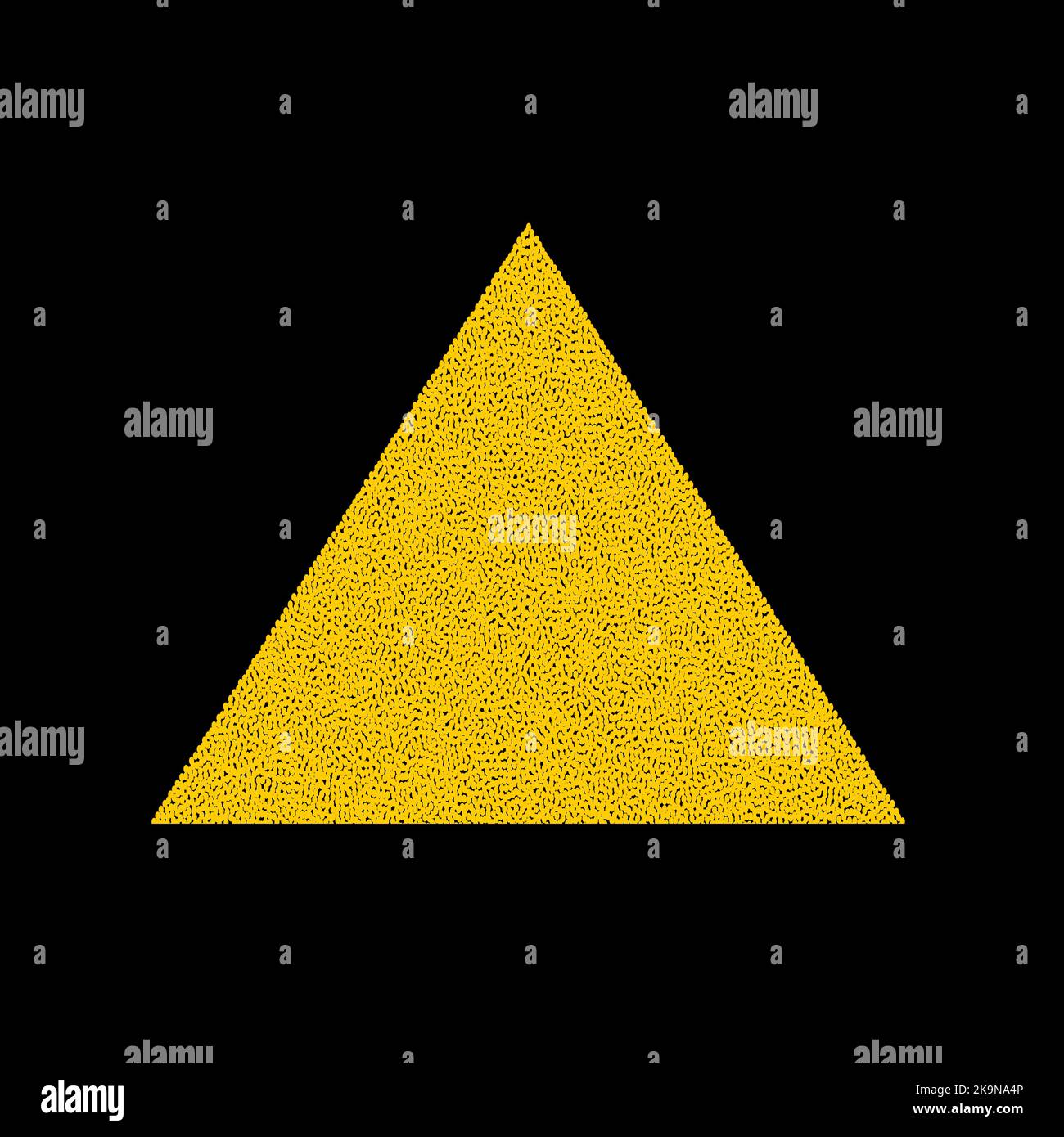 Vector geometric shape. Dotted yellow triangle on black background ...