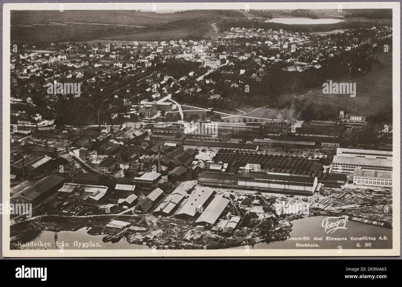 Air photo over Sandviken with the ironworks Stock Photo - Alamy