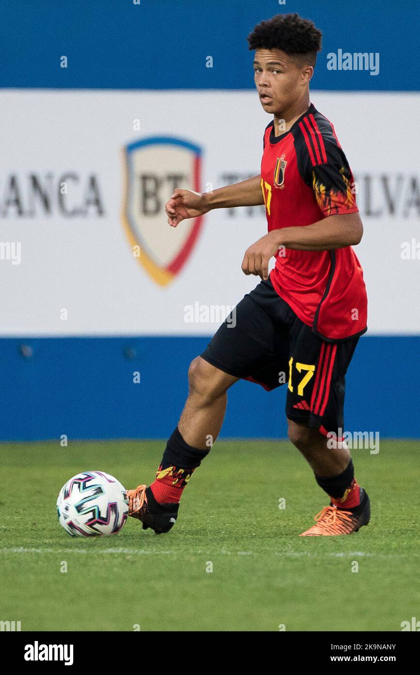Belgium's Nolhan Courtens a soccer game between Romania U17 and Belgium ...