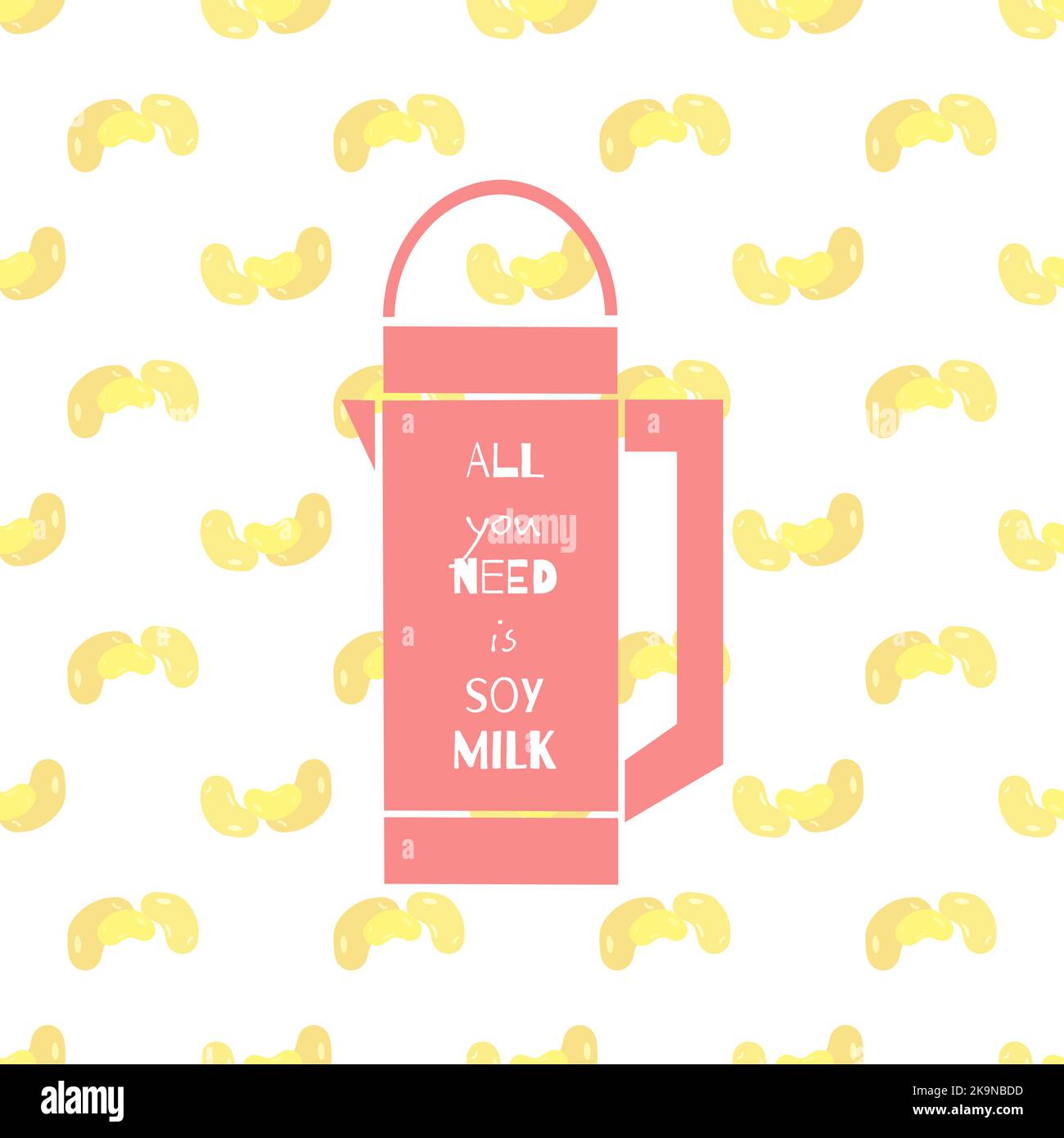 Soya milk maker illustration on seamless background. Kitchen device for ...