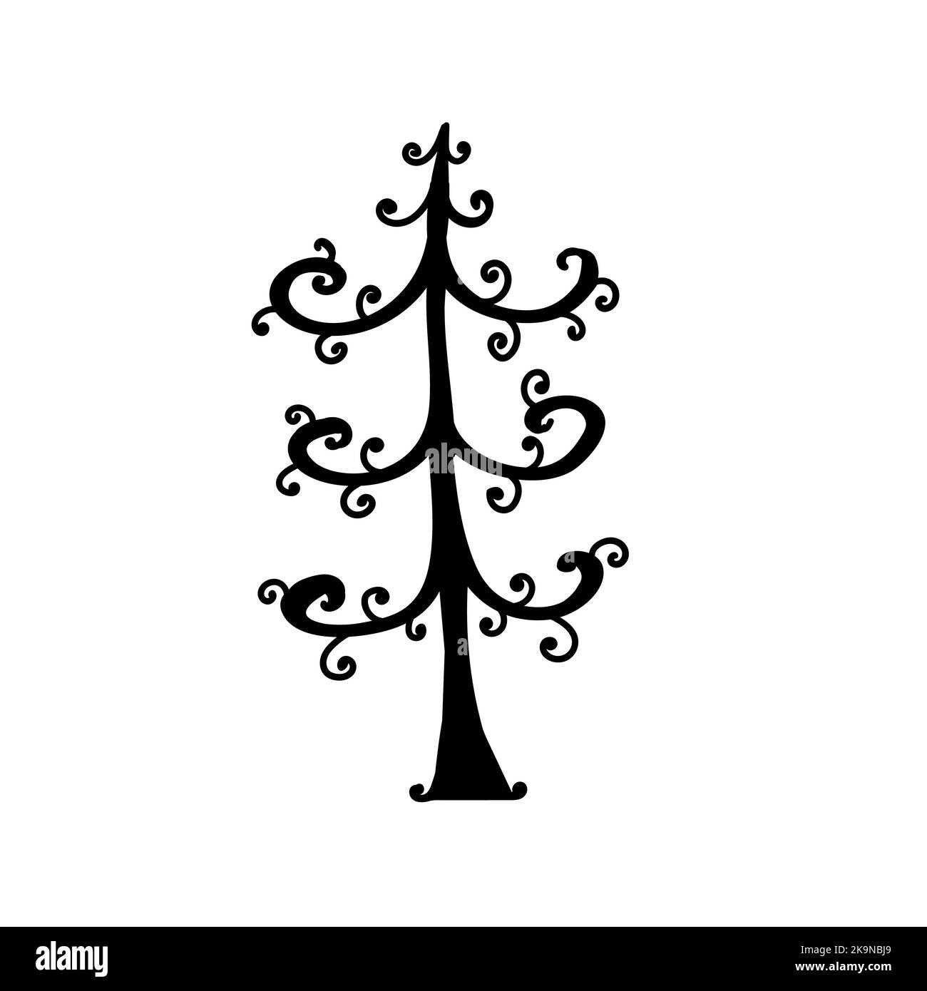 Stylized tree with curly branches. Vector illustration Stock Vector ...