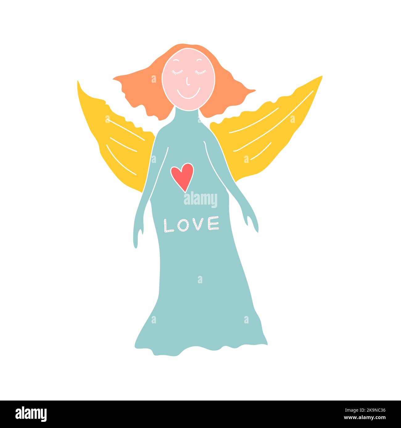 Cute angel figure. Funny religious cartoon character. Vector ...