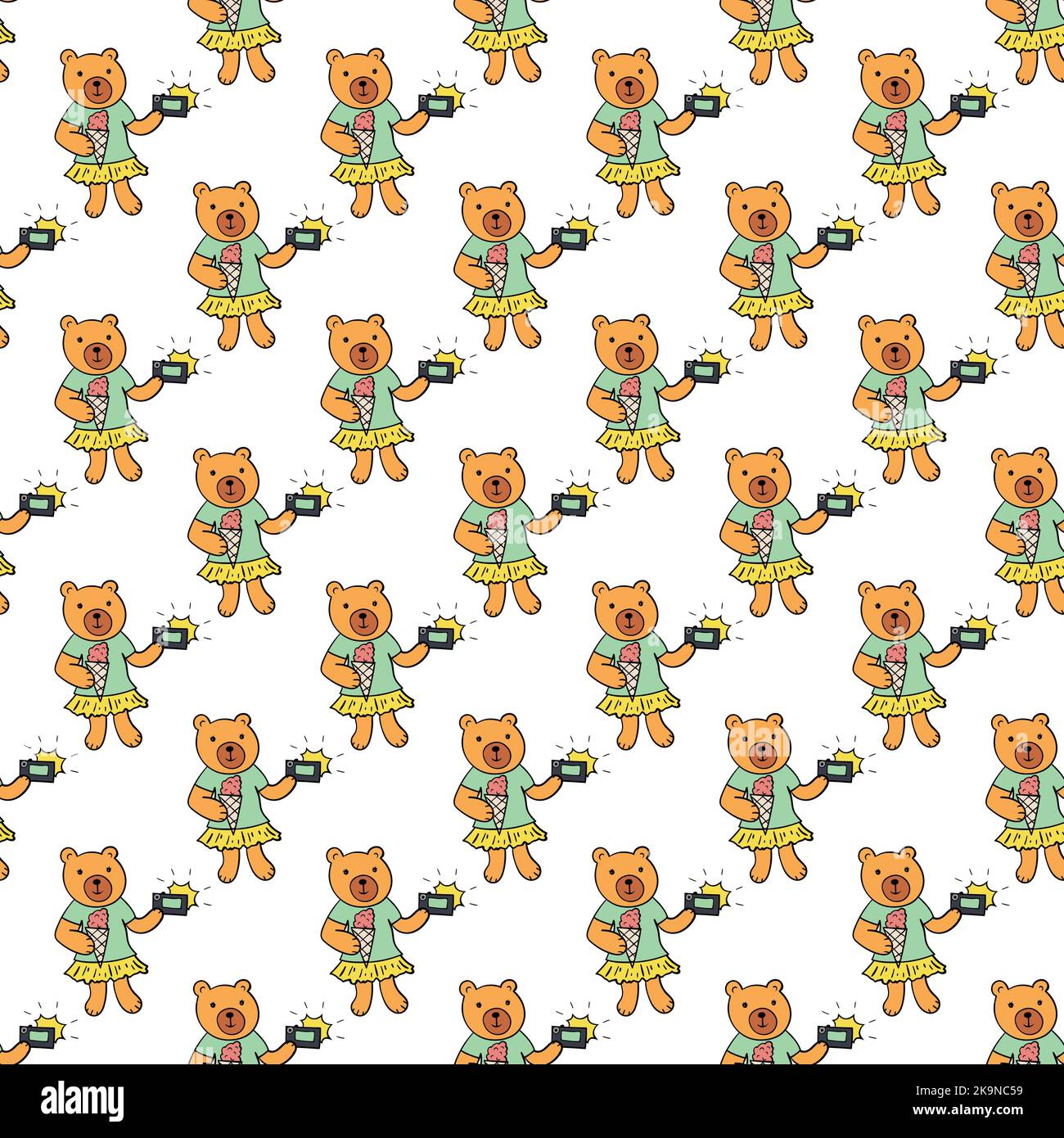 Seamless background with cute bears. Cartoon characters. Decorative ...