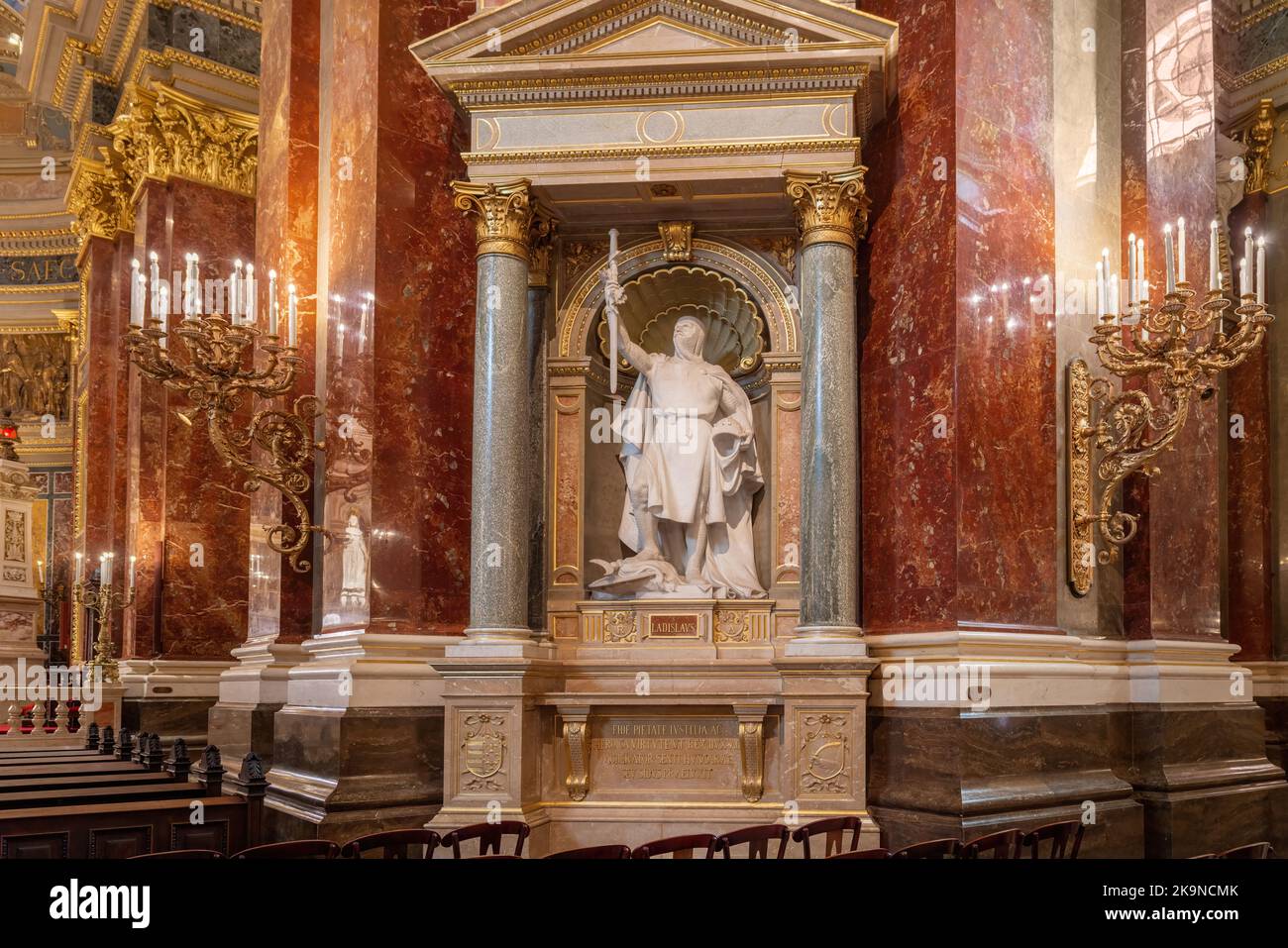 Saint Ladislas (Ladislaus I) Statue at St. Stephens Basilica Interior ...