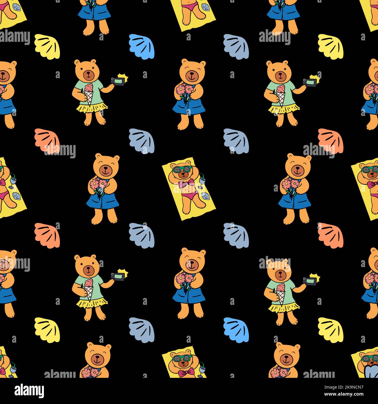 Seamless background with cute bears. Cartoon characters. Decorative ...