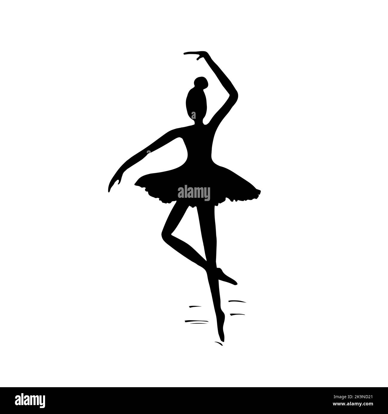 Ballerina ballet dancer dancing in tutu skirt black silhouette on white background Stock Vector ...