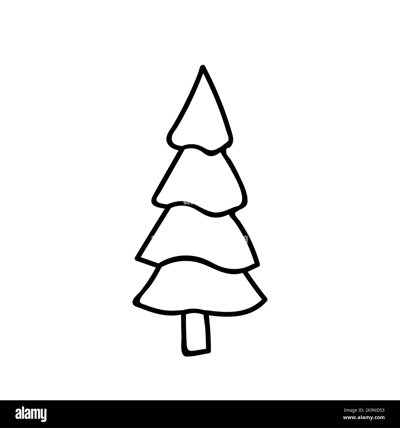 Stylized spruce tree in lineart style. Vector illustration Stock Vector ...