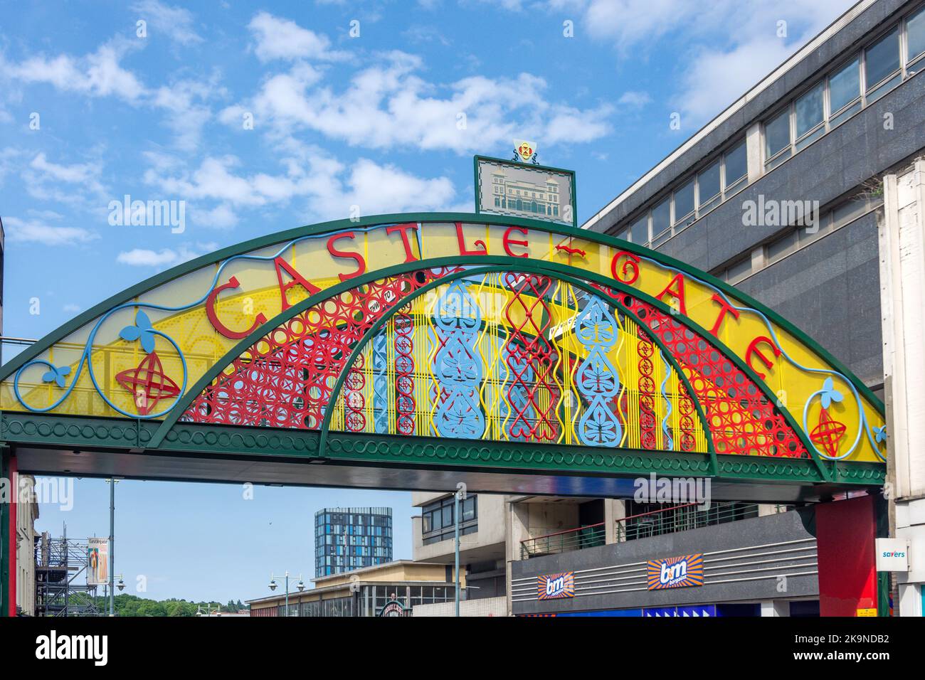 Castlegate quarter entrance sign bridge castle gate haymarket sh hi-res ...