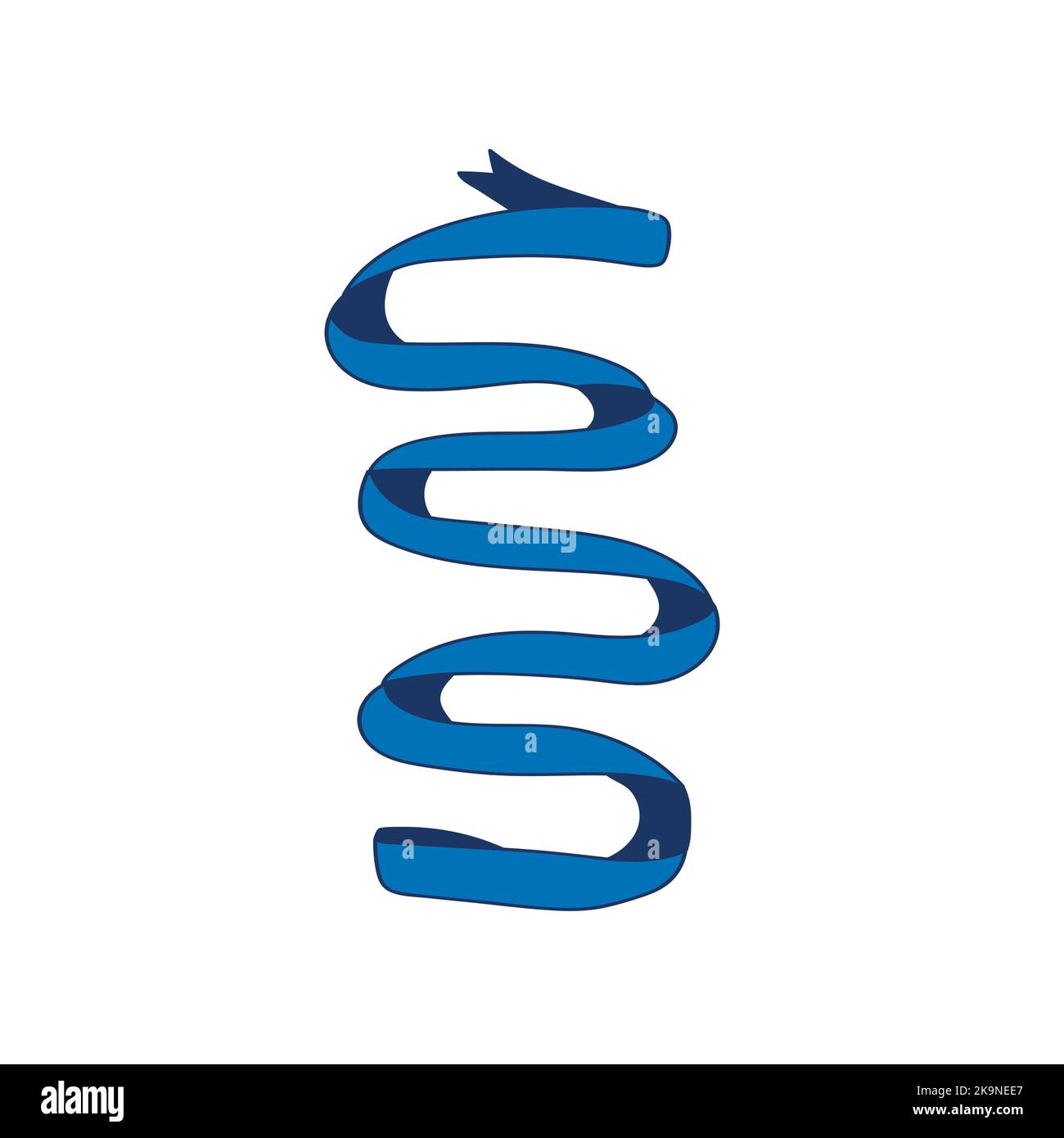 Blue long ribbon. Hand drawn vector illustration Stock Vector Image ...