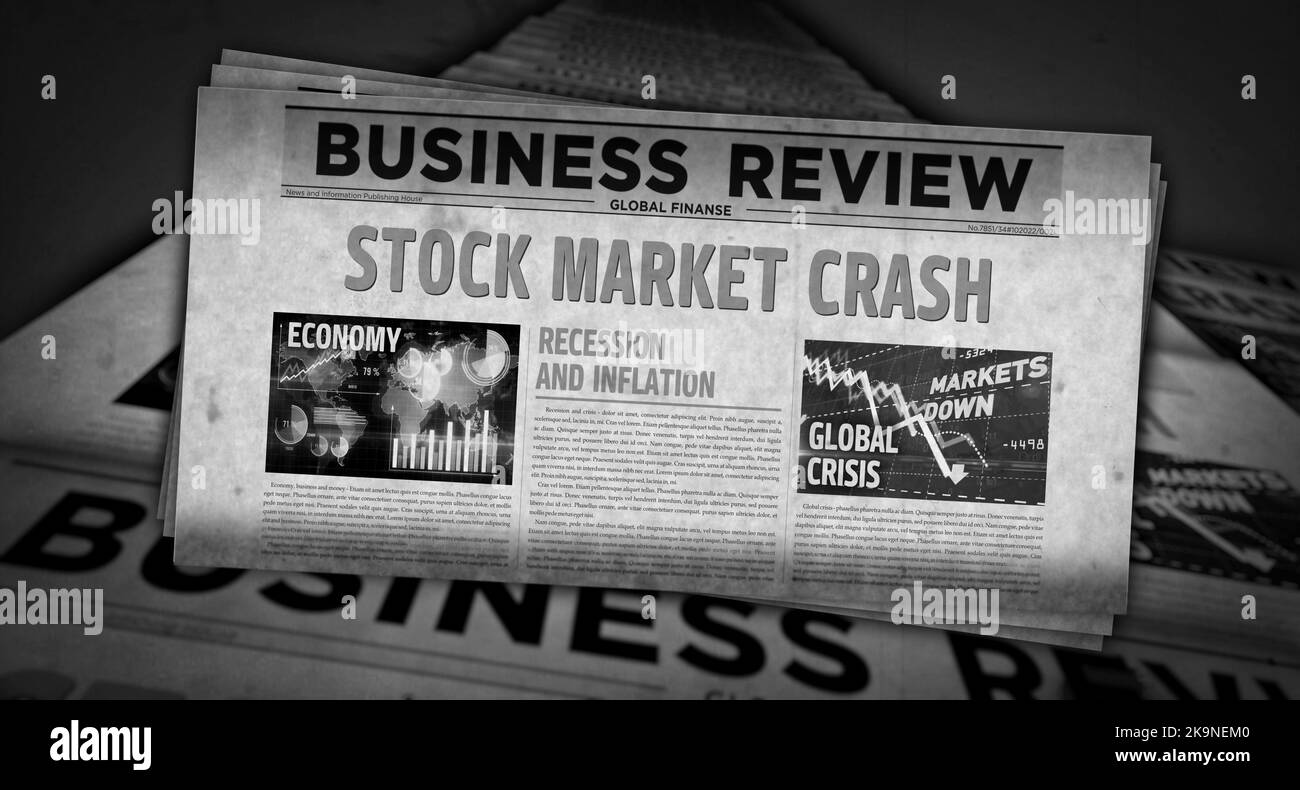 Financial crisis headlines Black and White Stock Photos & Images - Alamy
