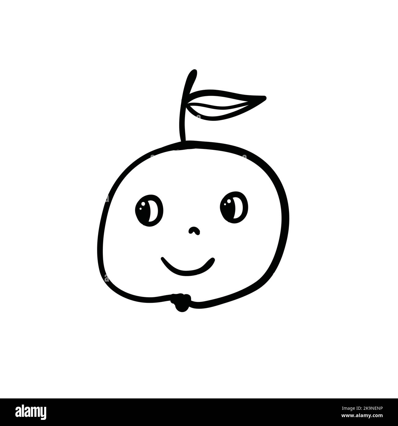 Funny apple. Vector illustration in cartoon style. Coloring book ...