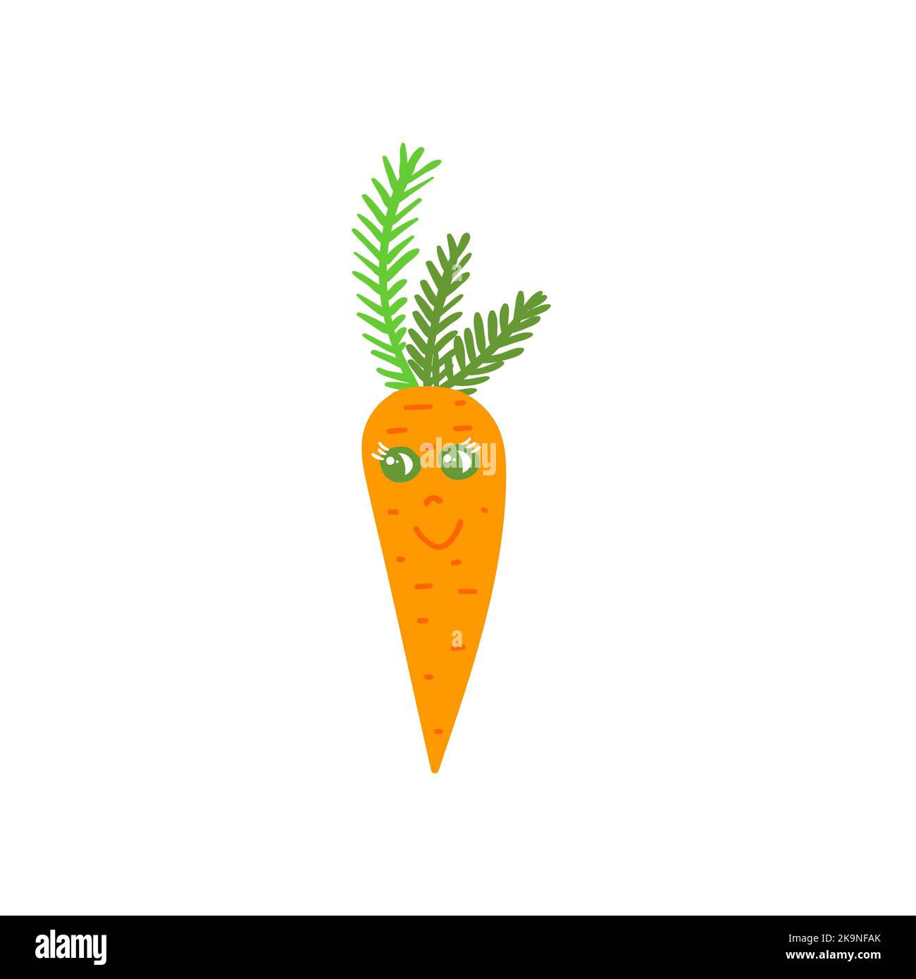 Funny carrot vegetable with eyes and smile. Vector illustration in ...