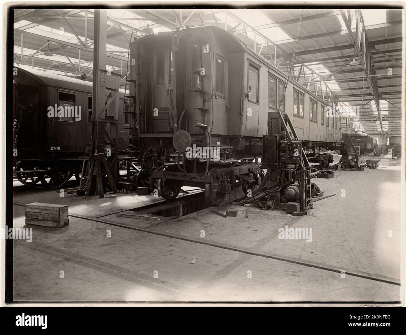 Mounting of trolley on Boggi using trolley lift. State Railways, SJ CO8 ...