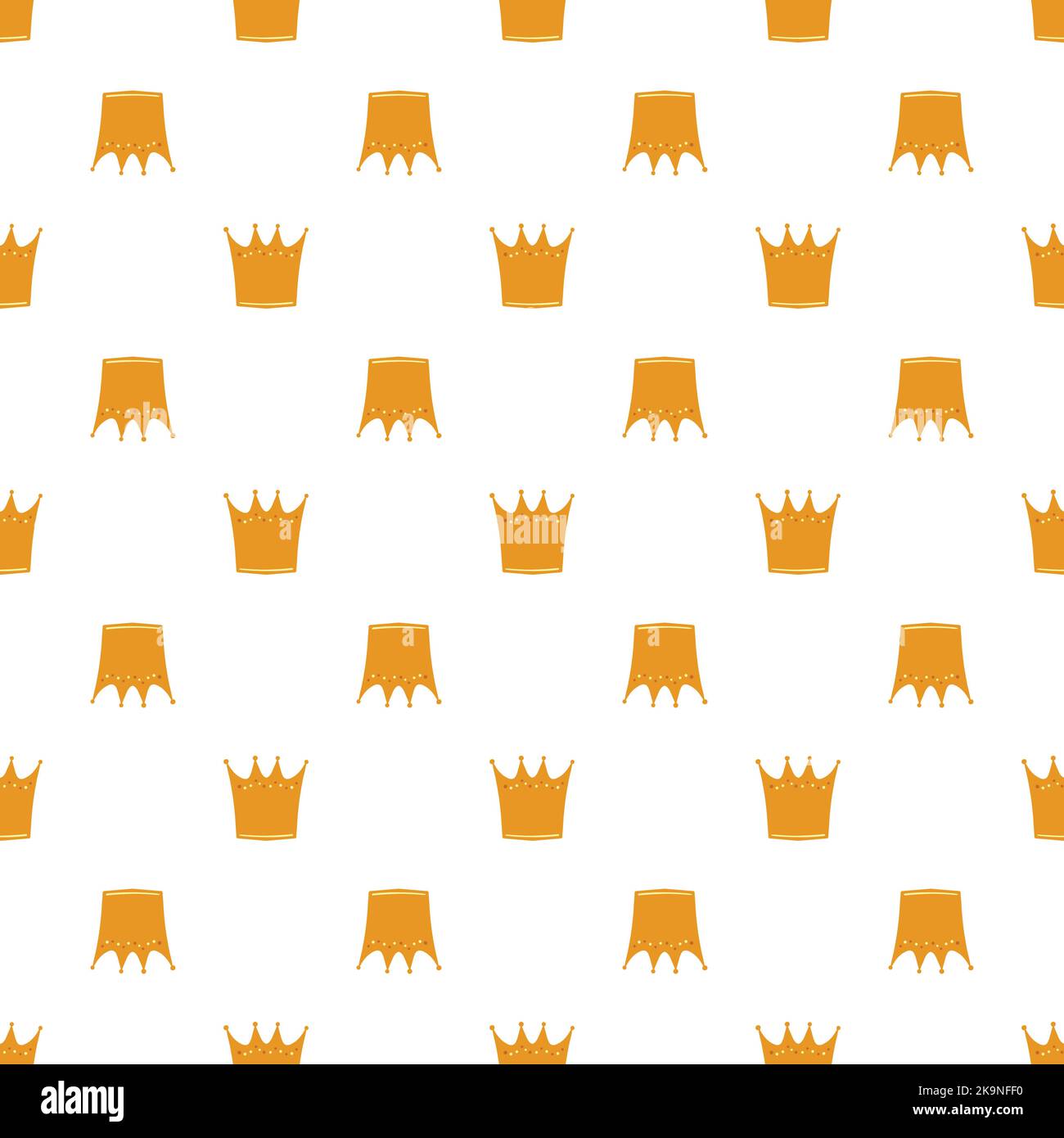 Vector seamless pattern with crowns in cartoon style. Can be used for ...