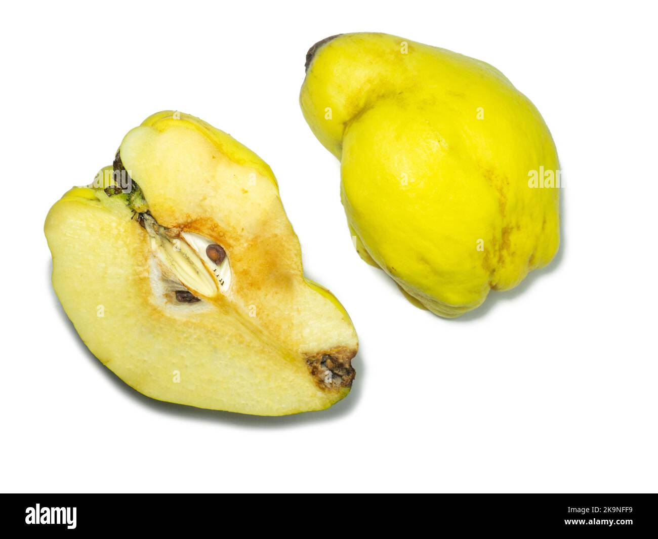 Quince slices. Ripe slices of tart sour fruit. Sliced quince. The pulp ...