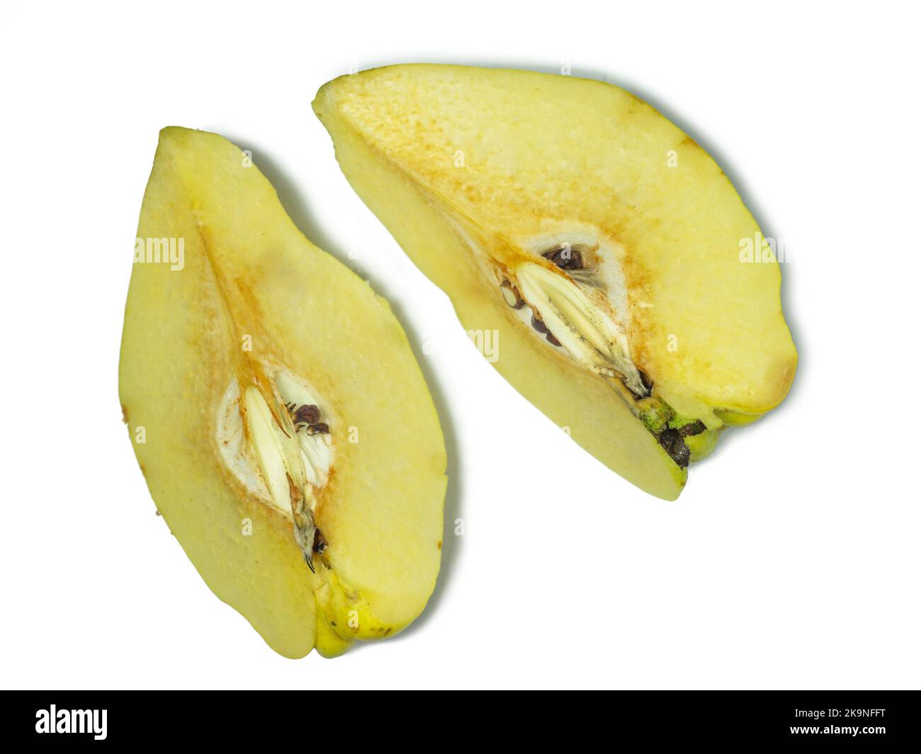 Quince slices. Ripe slices of tart sour fruit. Sliced quince. The pulp ...