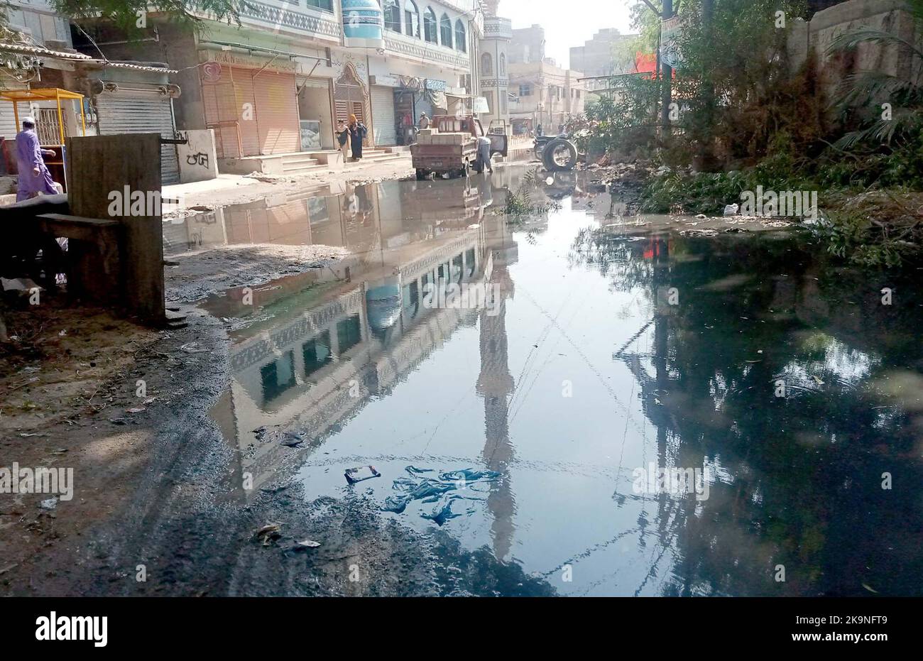 Hectic street full of sewerage and rain water, causing unhygienic ...