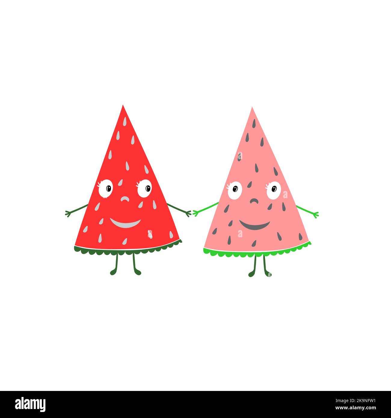 Two cute cartoon watermelon slices. Vector illustration. Cartoon ...