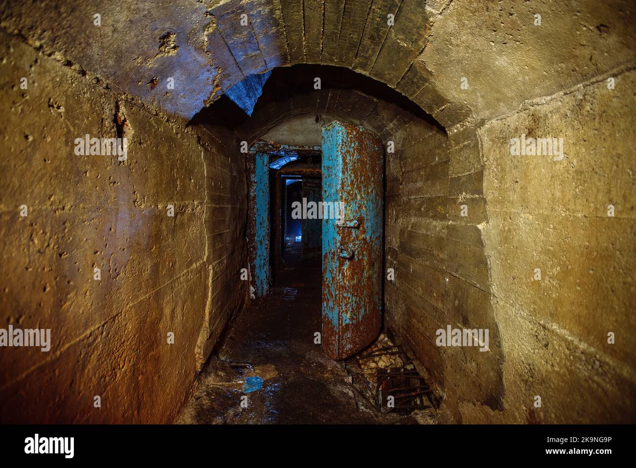 Rusted metal armored door in old abandoned Soviet bunker Stock Photo ...