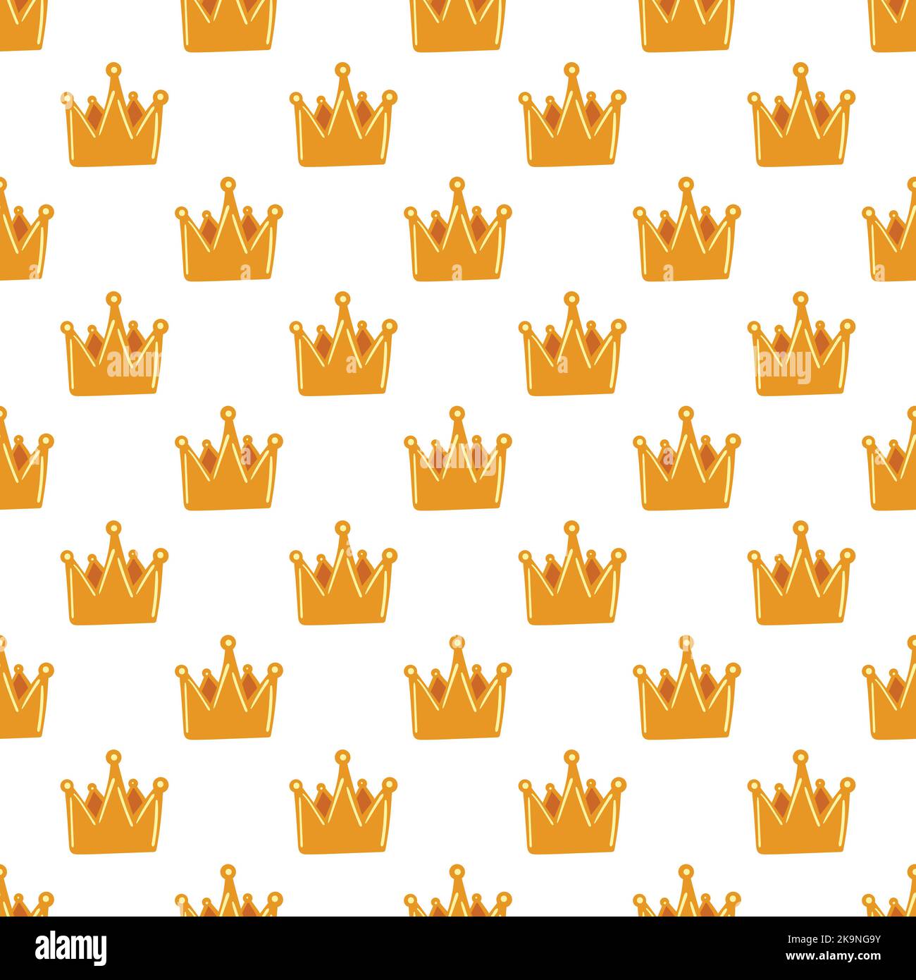 Vector seamless pattern with crowns in cartoon style. Can be used for ...