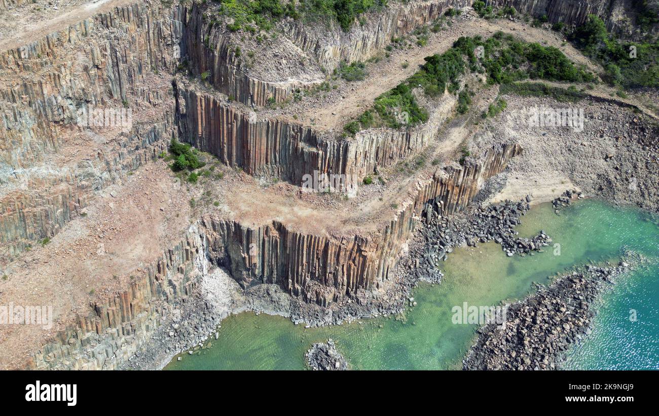 Early cretaceous rhyolitic columnar rock formation hi-res stock ...