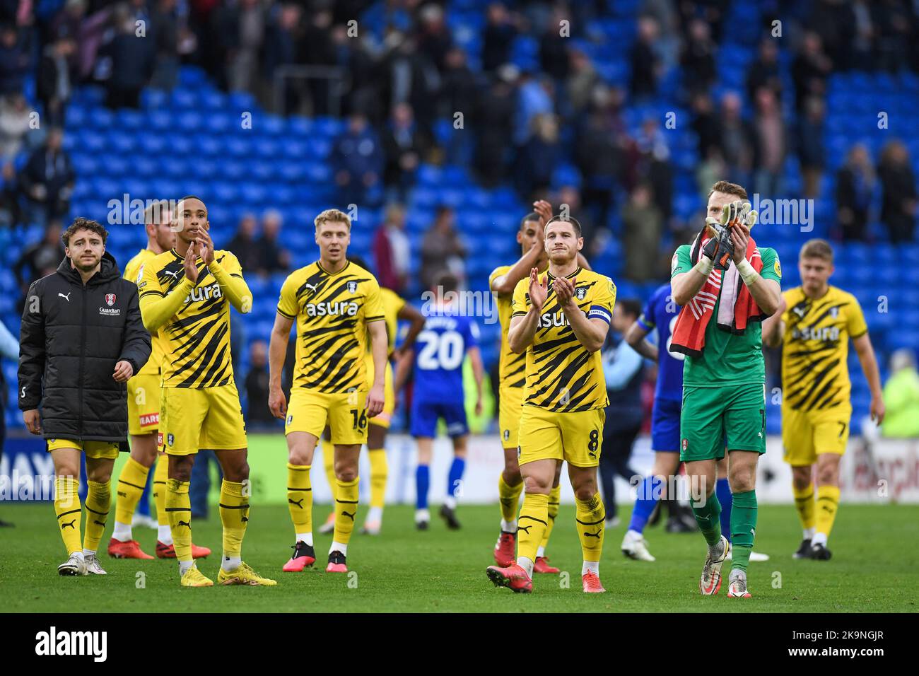Rotherham players Applauds the travelling supporters during the Sky Bet ...