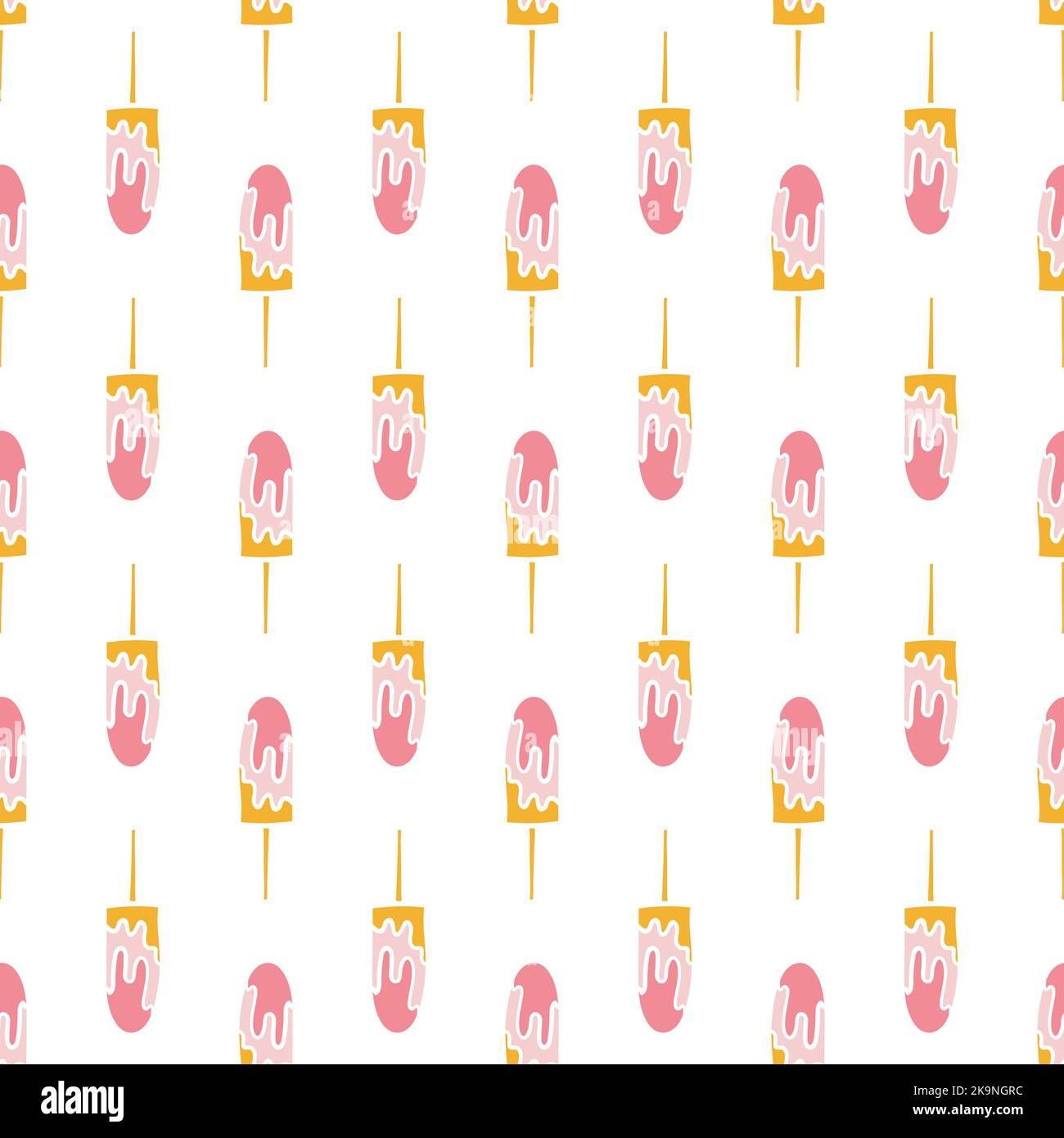 Seamless pattern with ice cream in cartoon style. Decorative texture ...
