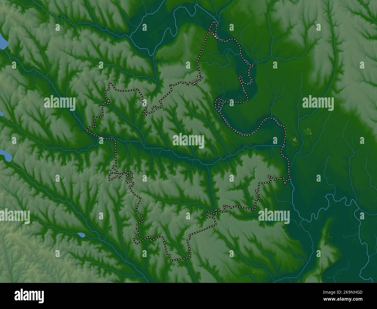 Anenii Noi, district of Moldova. Colored elevation map with lakes and ...