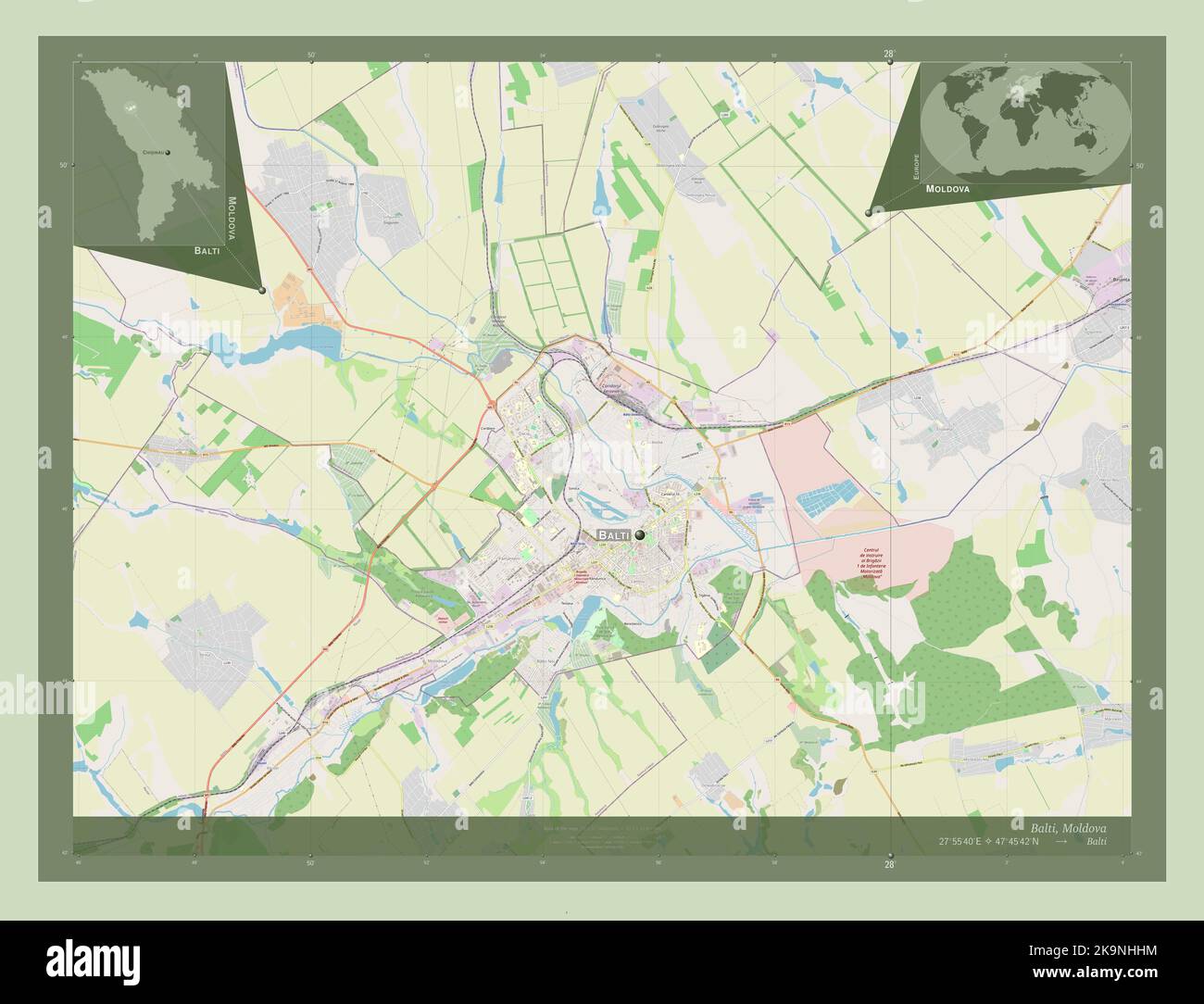 Balti, city of Moldova. Open Street Map. Locations and names of major ...