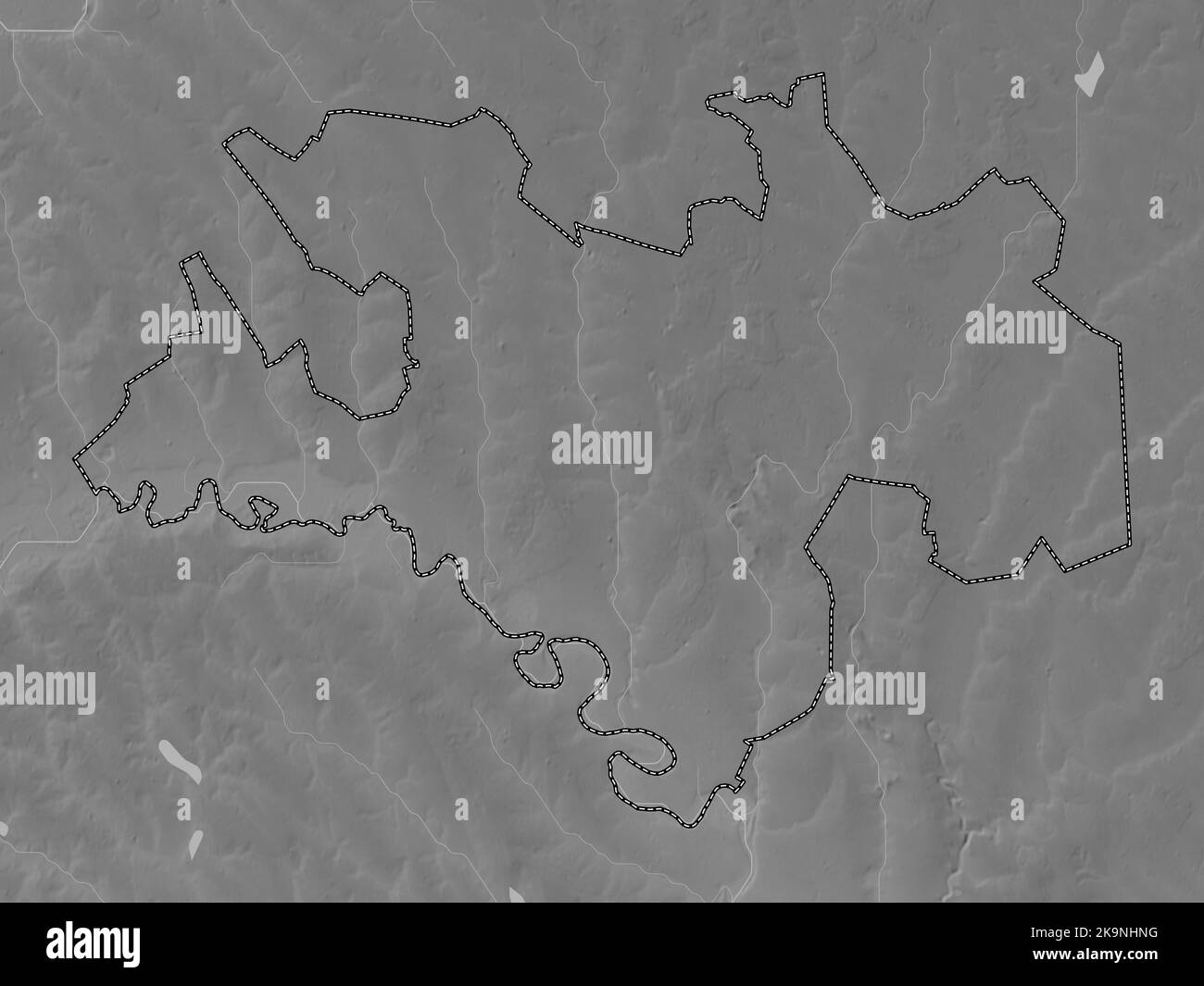Briceni, district of Moldova. Grayscale elevation map with lakes and ...