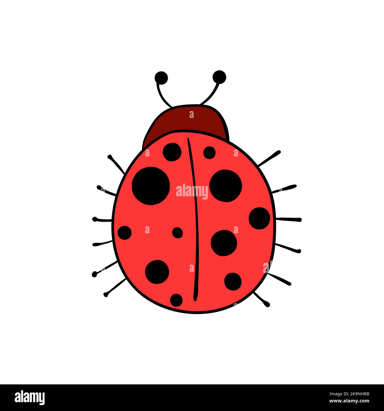 Cute cartoon style red lady bug. Vector illustration Stock Vector Image ...