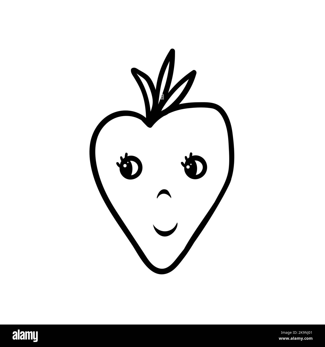 Cartoon strawberry. Vector illustration. Fruit with eyes and smile ...