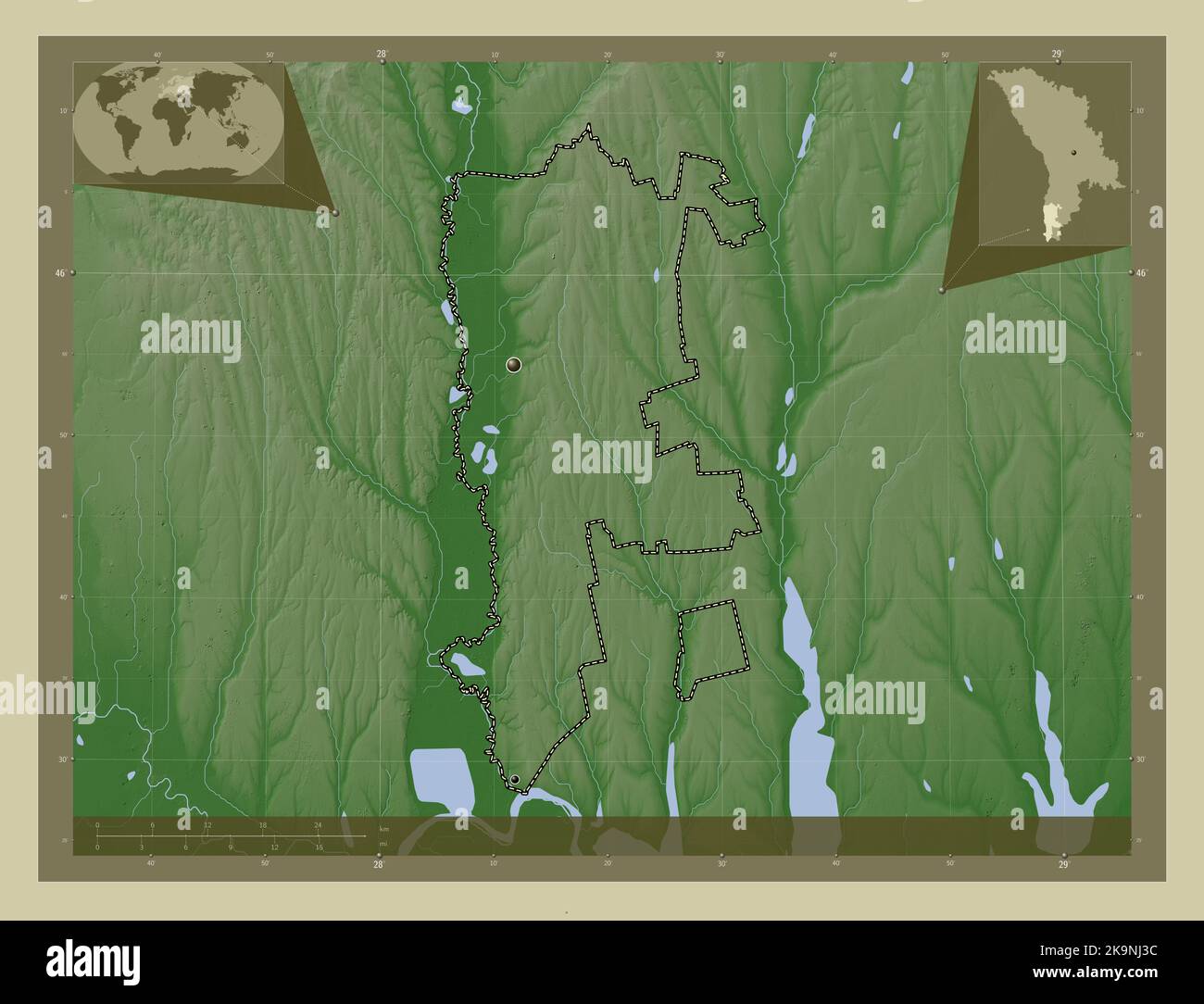 Cahul, district of Moldova. Elevation map colored in wiki style with ...