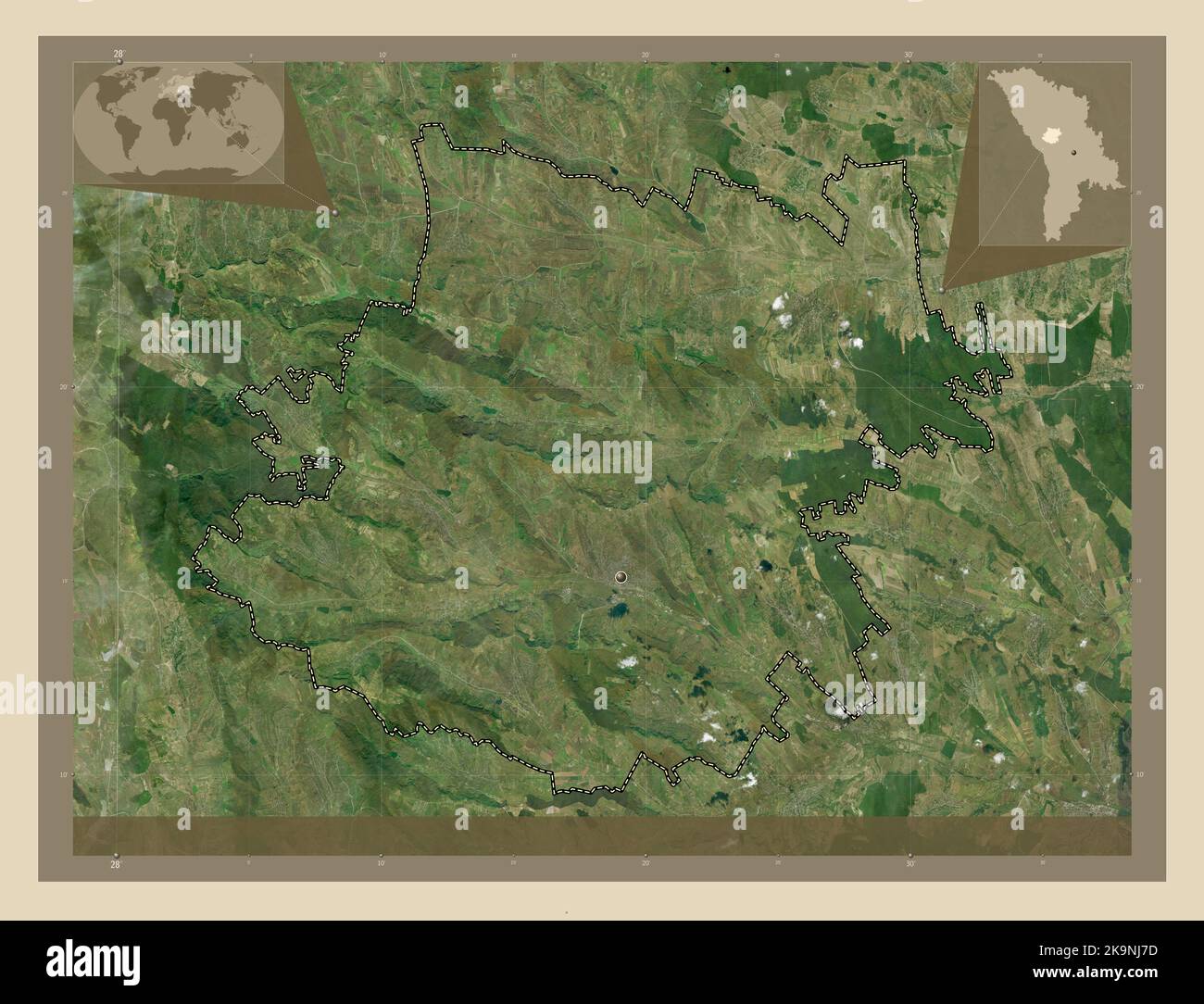Calarasi, district of Moldova. High resolution satellite map. Locations ...