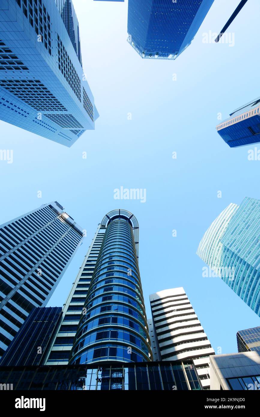 low angle view of singapore city buildings Stock Photo - Alamy