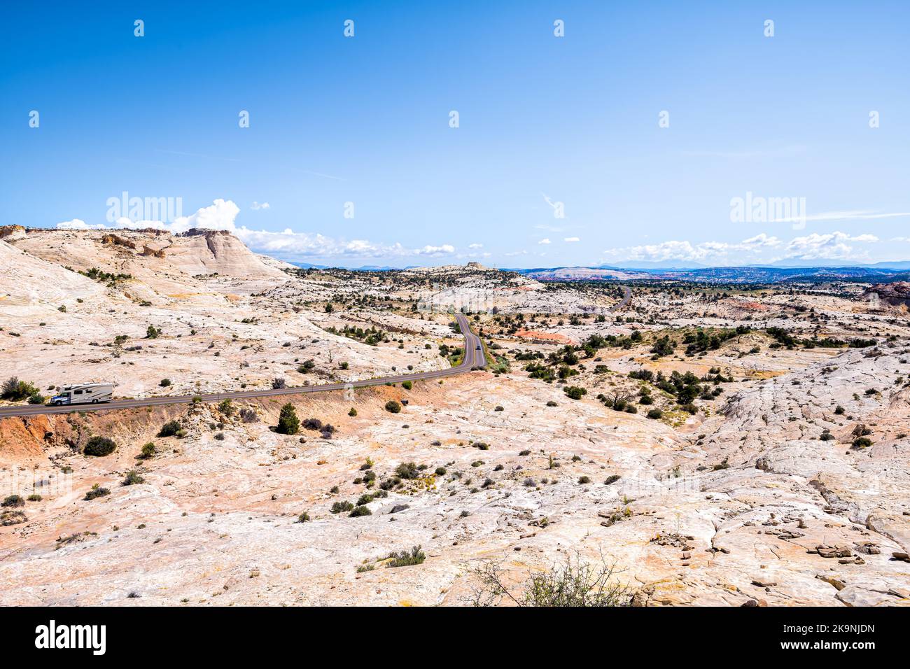Aerial view of cliff canyon rock formations landscape on highway 12 ...