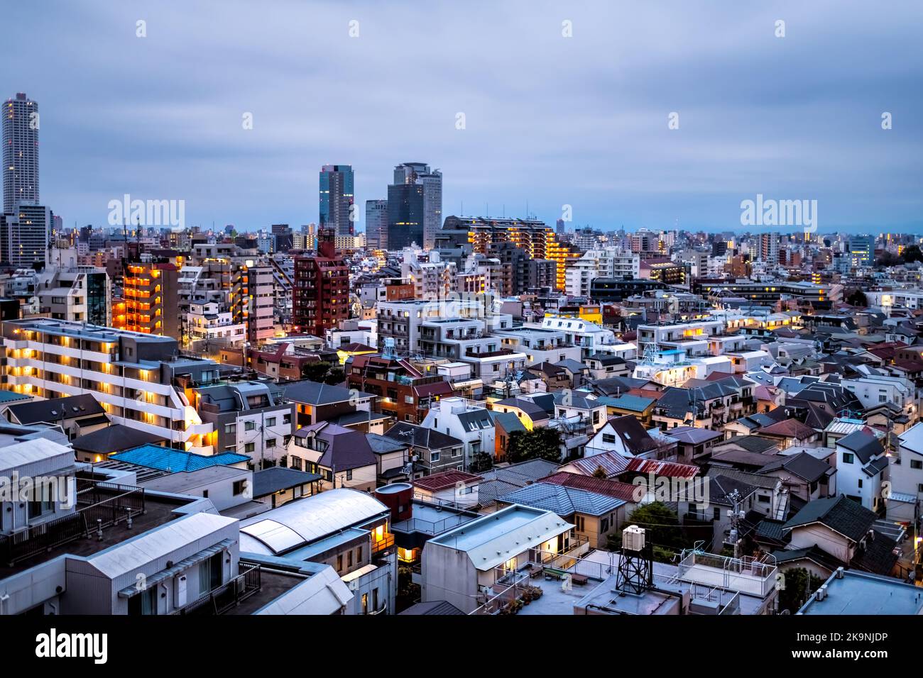 Shinjuku Tokyo cityscape, Japan at blue hour sunset with many ...